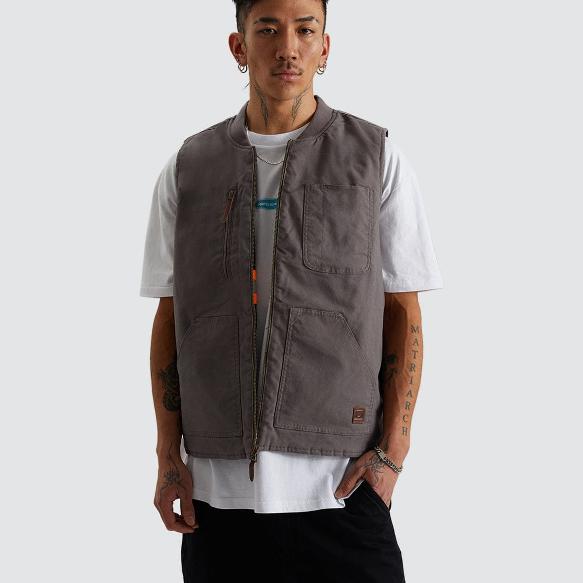 Builders Abraham Reversible Vest Charcoal/ Black Grey | Neverland Store