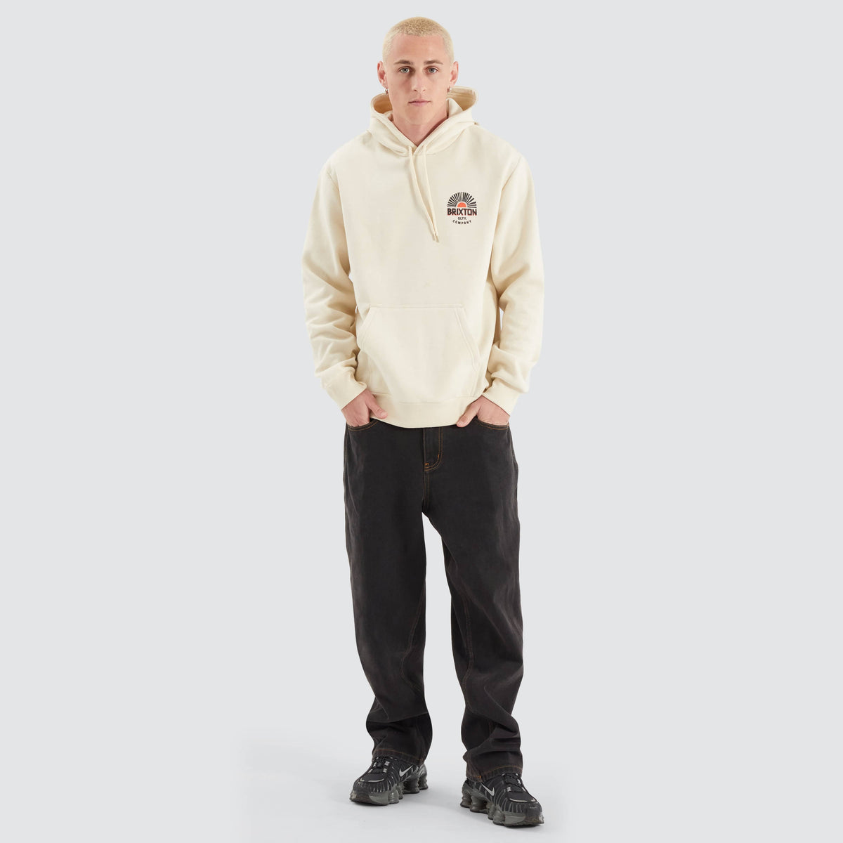 Brixton Rising Sun Hoodie in White | Neverland | Neverland Store