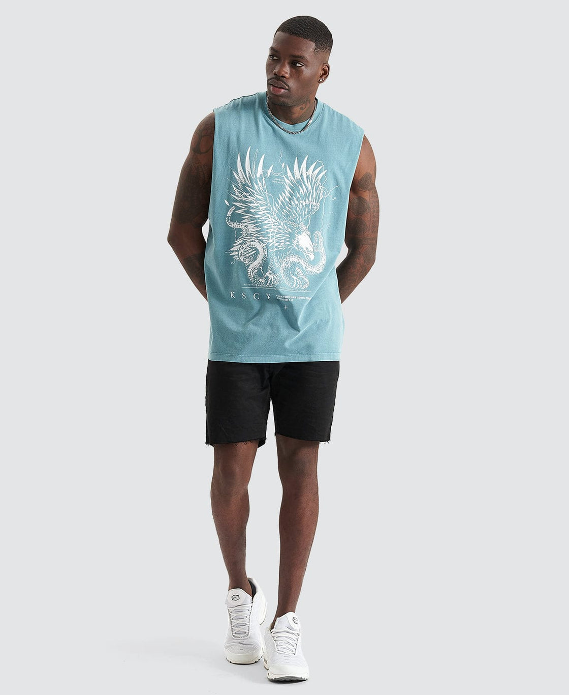 KSCY Blessed Muscle Tank in Pigment Brittany Blue | Neverland ...