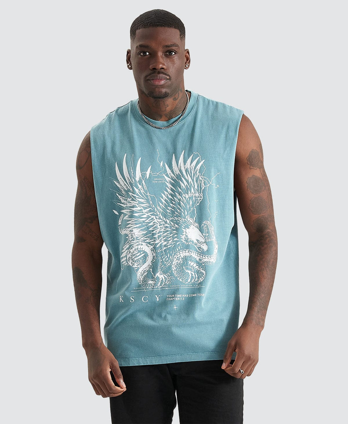 KSCY Blessed Muscle Tank in Pigment Brittany Blue | Neverland ...