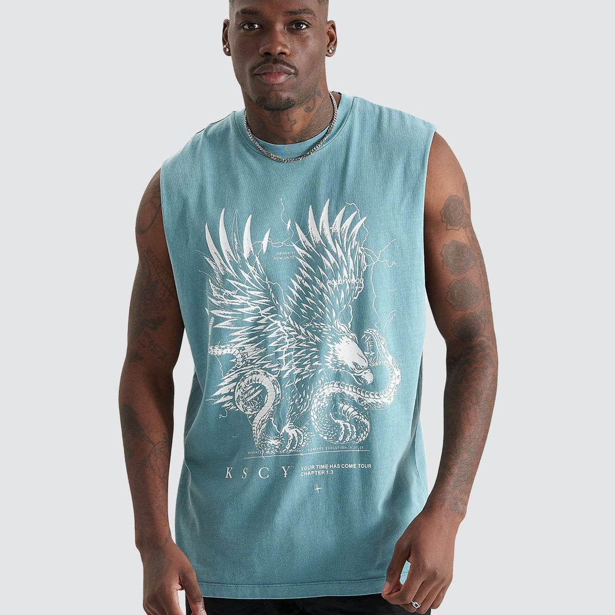 KSCY Blessed Muscle Tank in Pigment Brittany Blue | Neverland ...