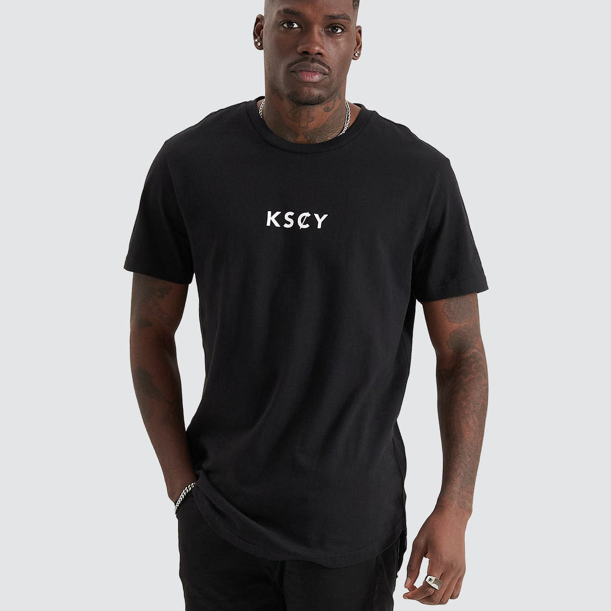 KSCY Celestial Dual Curved Tee in Black - Neverland Store