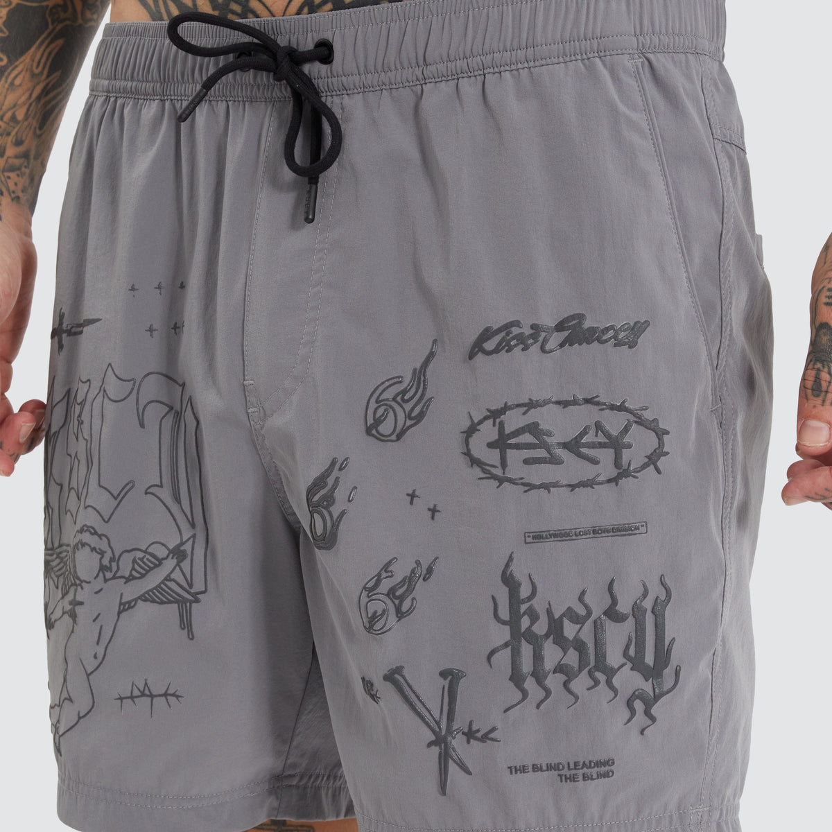 KSCY Cracked Beach Shorts in Steel Grey | Neverland Store