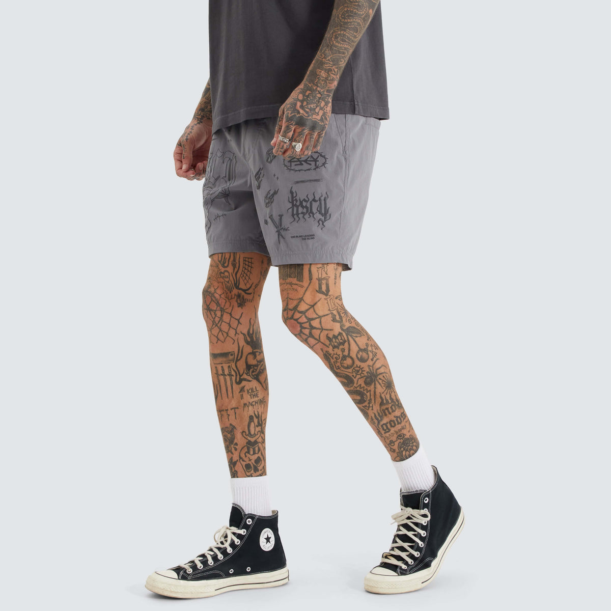 KSCY Cracked Beach Shorts in Steel Grey | Neverland Store