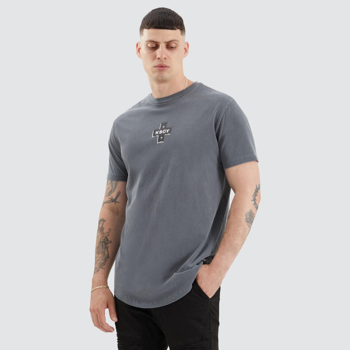 Craik Dual Curved Tee Pigment Charcoal | Neverland Store