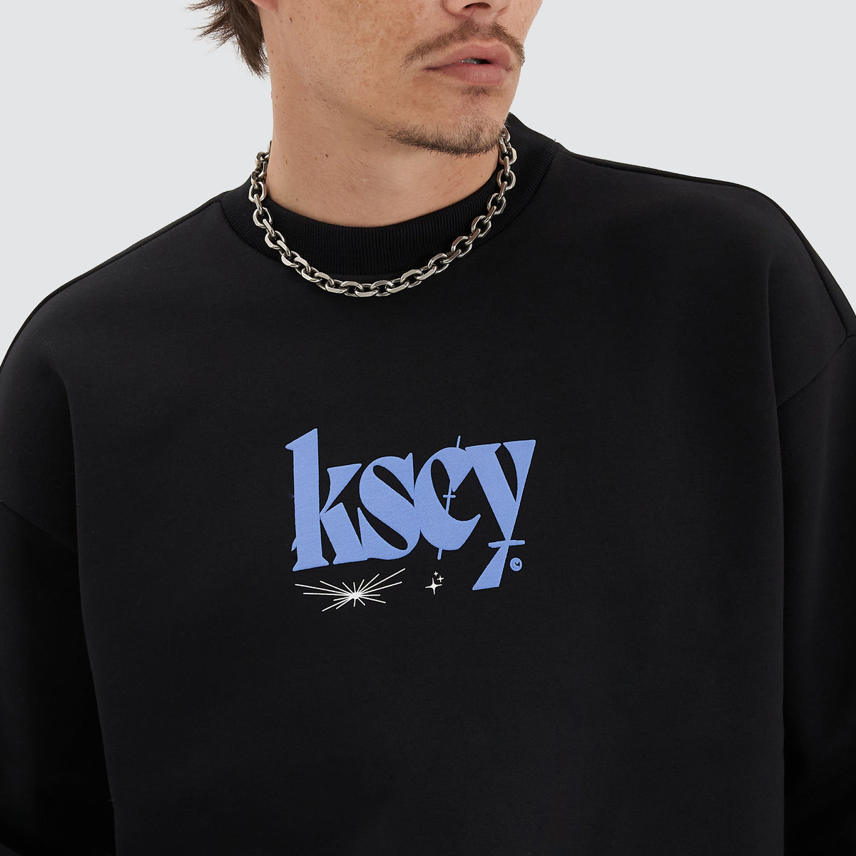 KSCY Evolved Heavy Relaxed Sweater in Black - Kiss Chacey | Neverland Store