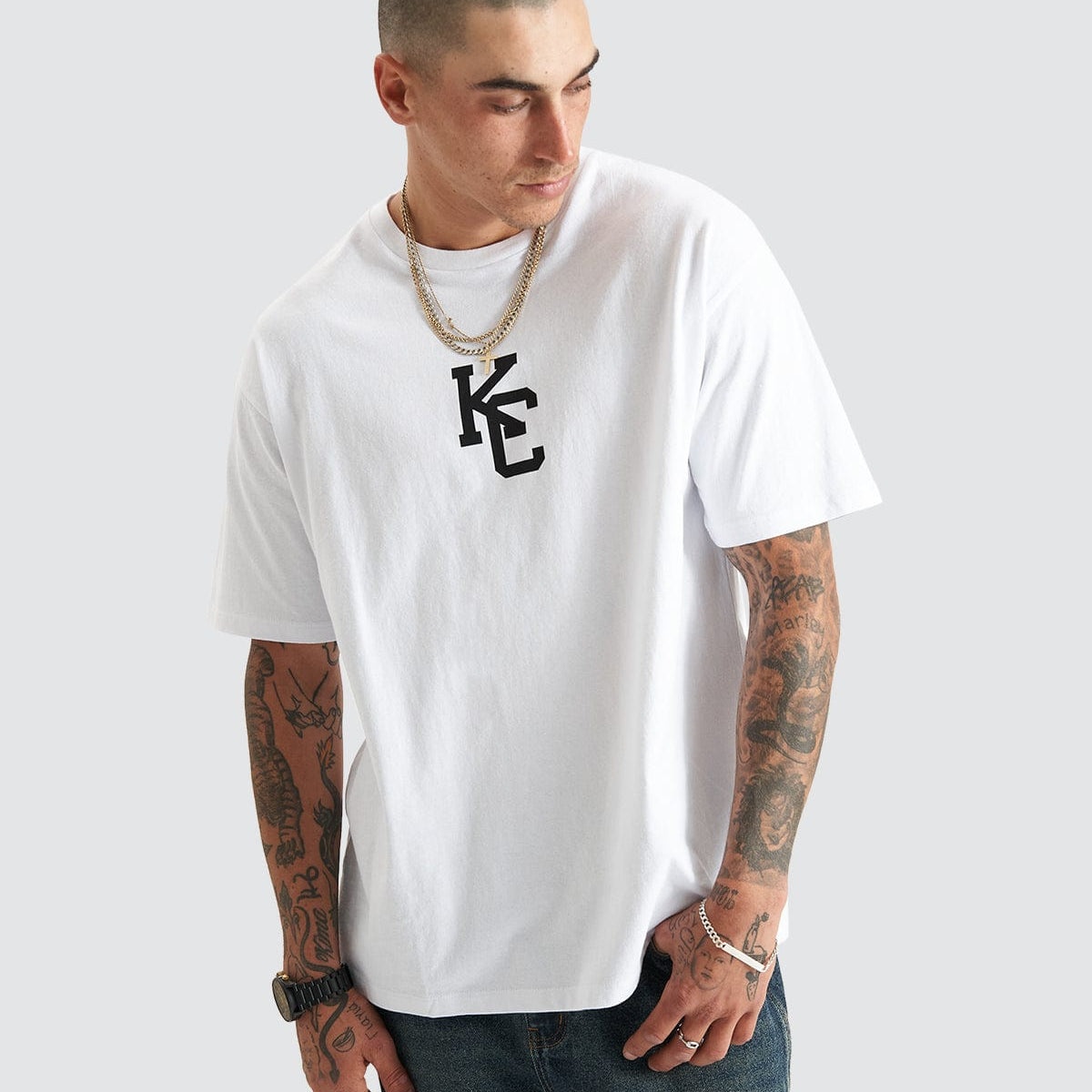 Kiss Chacey Fresno Heavy Box Fit Tee in White - Neverland Store