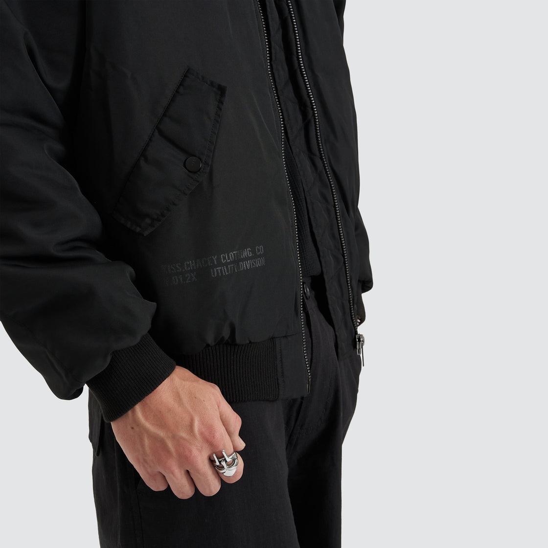 KSCY Gridlock Bomber Jacket in Jet Black - Kiss Chacey | Neverland Store