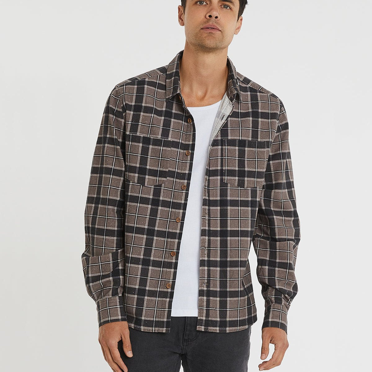 Harlem Standard Long Sleeve Shirt Iron Check | Neverland Store