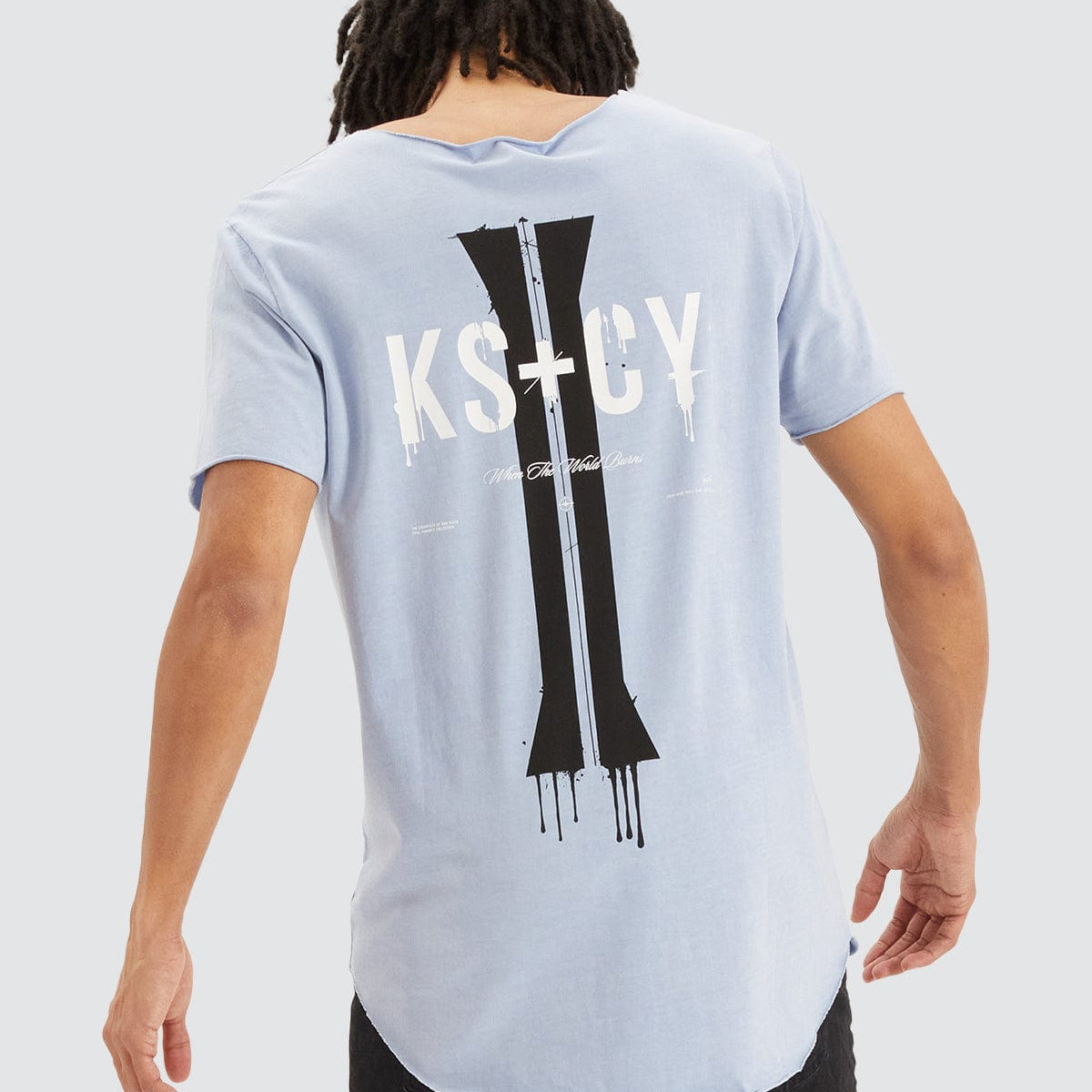 KSCY Hostage Dual Curved Raw V-Neck T-Shirt in Lavender | Neverland ...
