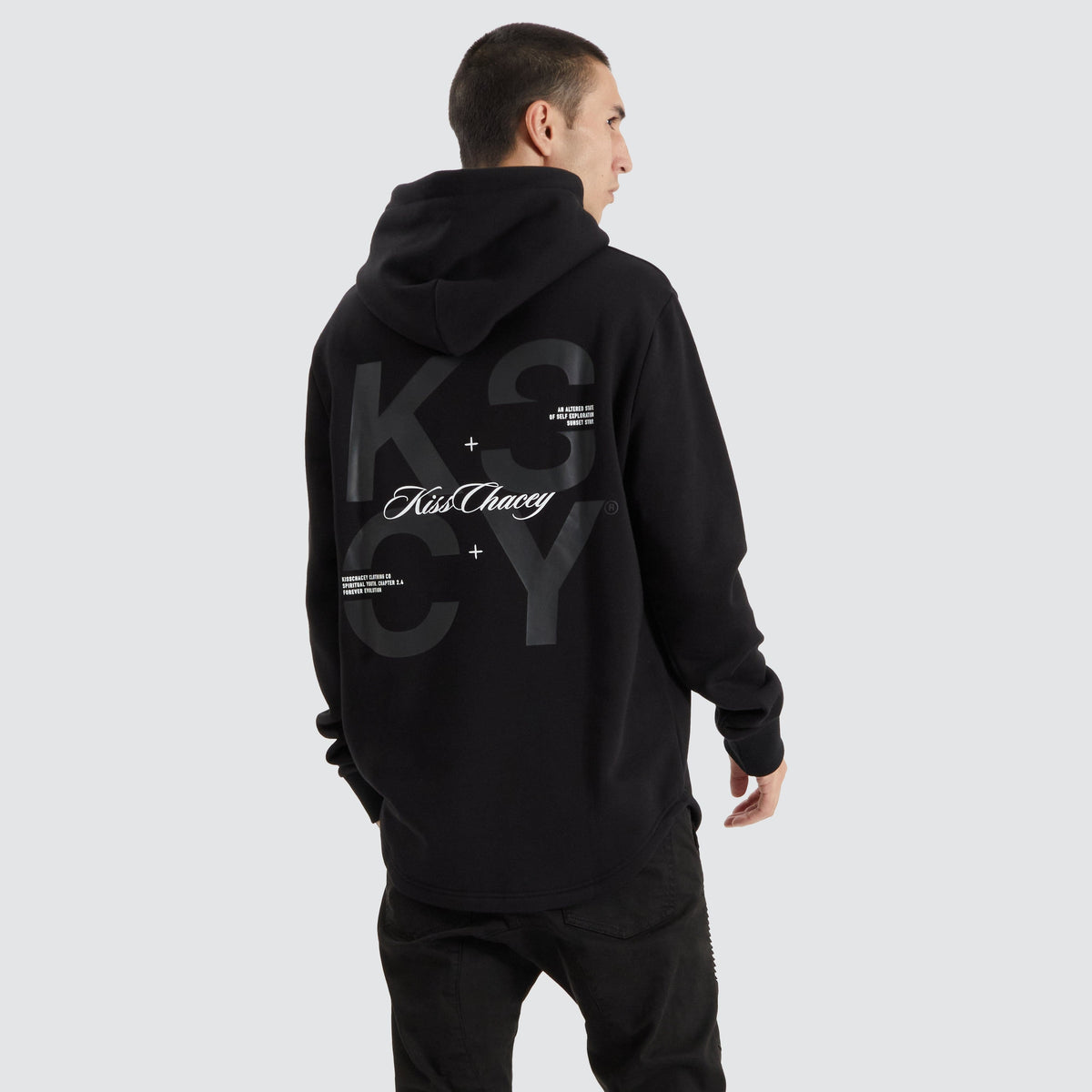 KSCY Keystone Heavy Curved Hoodie in Jet Black - Kiss Chacey ...