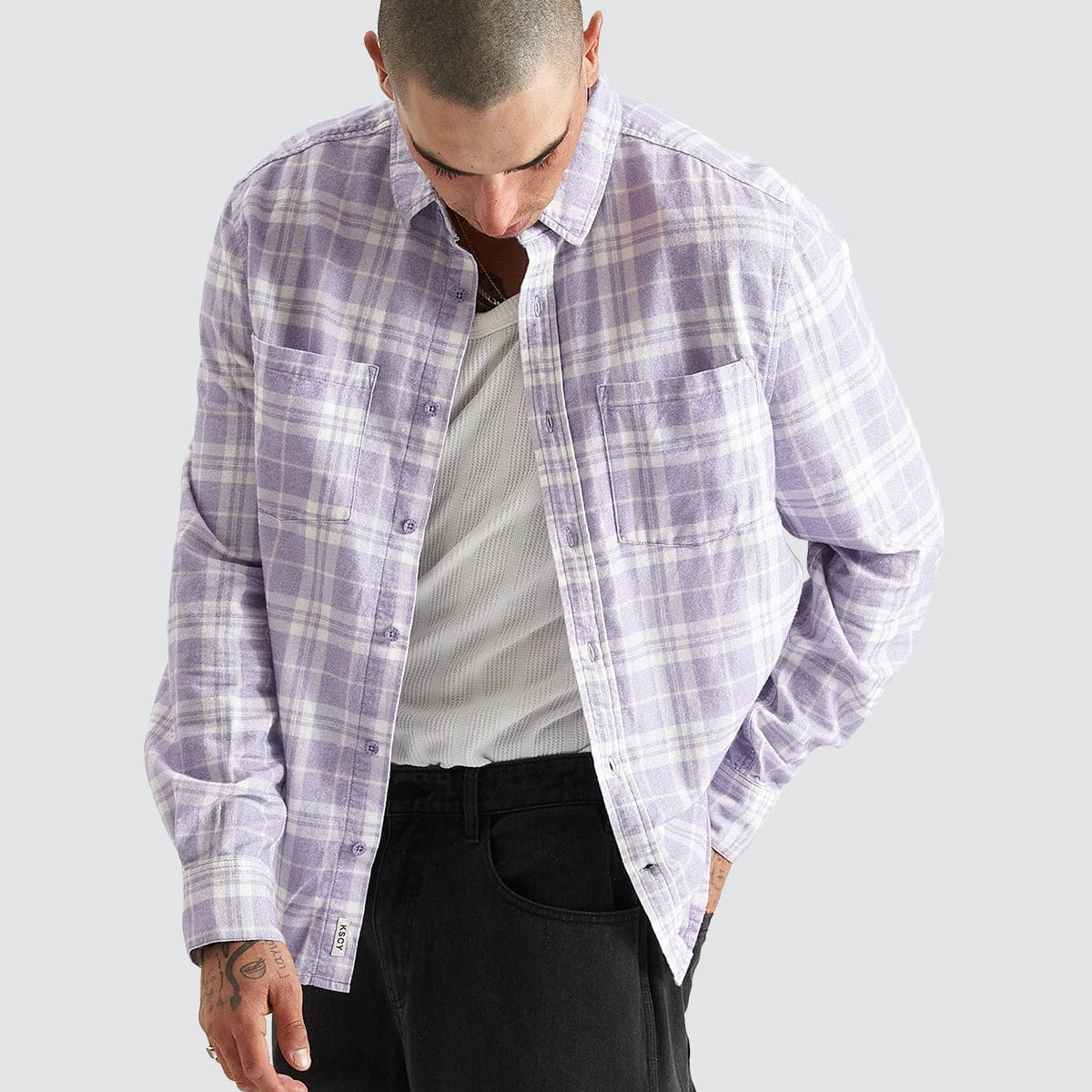 Kiss Chacey La Brea Shirt in Lilac Check - Neverland Store