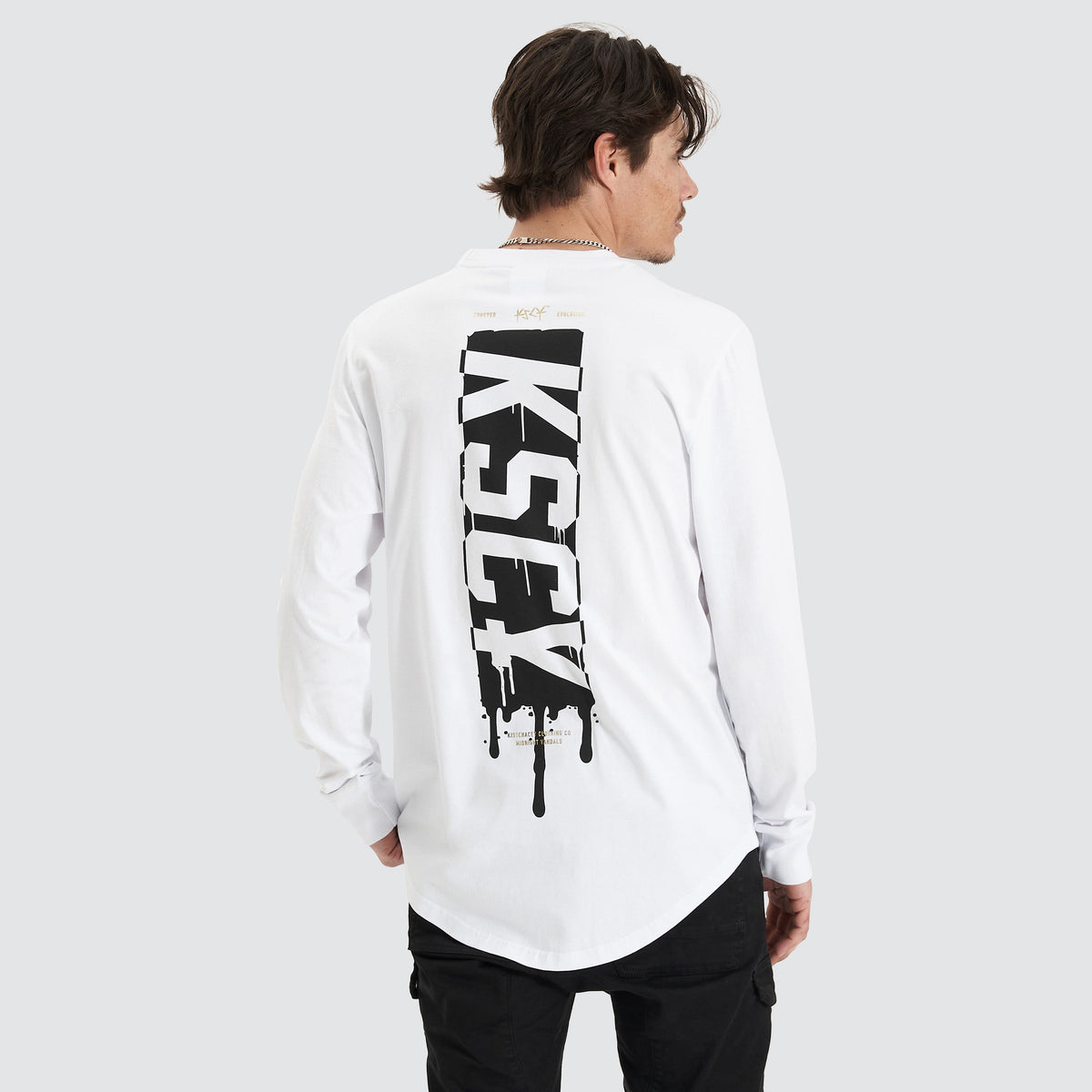 KSCY Punks Dual Curved White Long Sleeve Tee - Kiss Chacey | Neverland ...