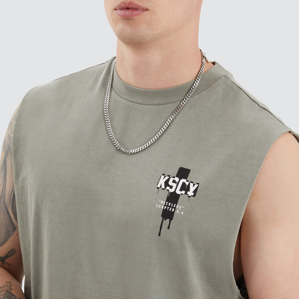 KSCY Ripped Relaxed Muscle in Pigment Khaki | Neverland Store