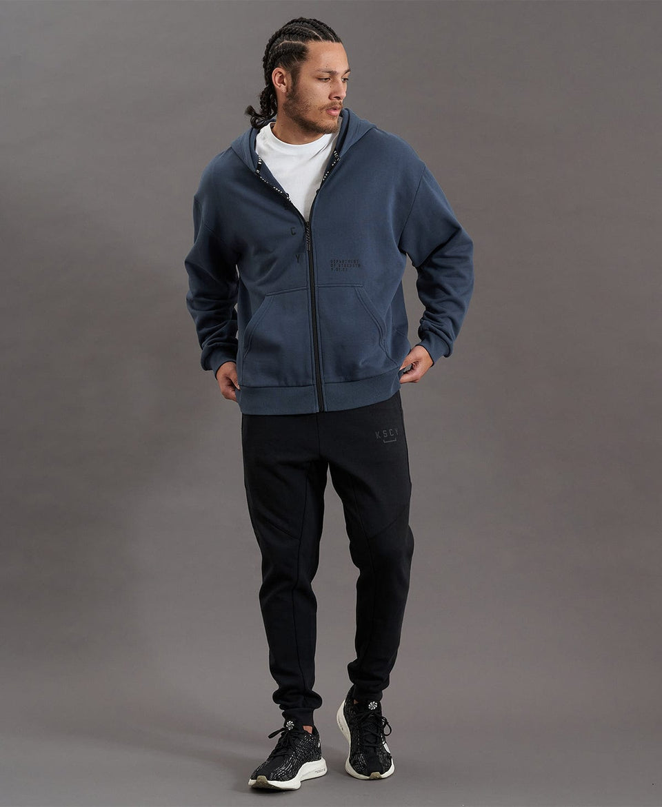 Rotation Zip Through Relaxed Hooded Jumper Orion Blue | Neverland Store