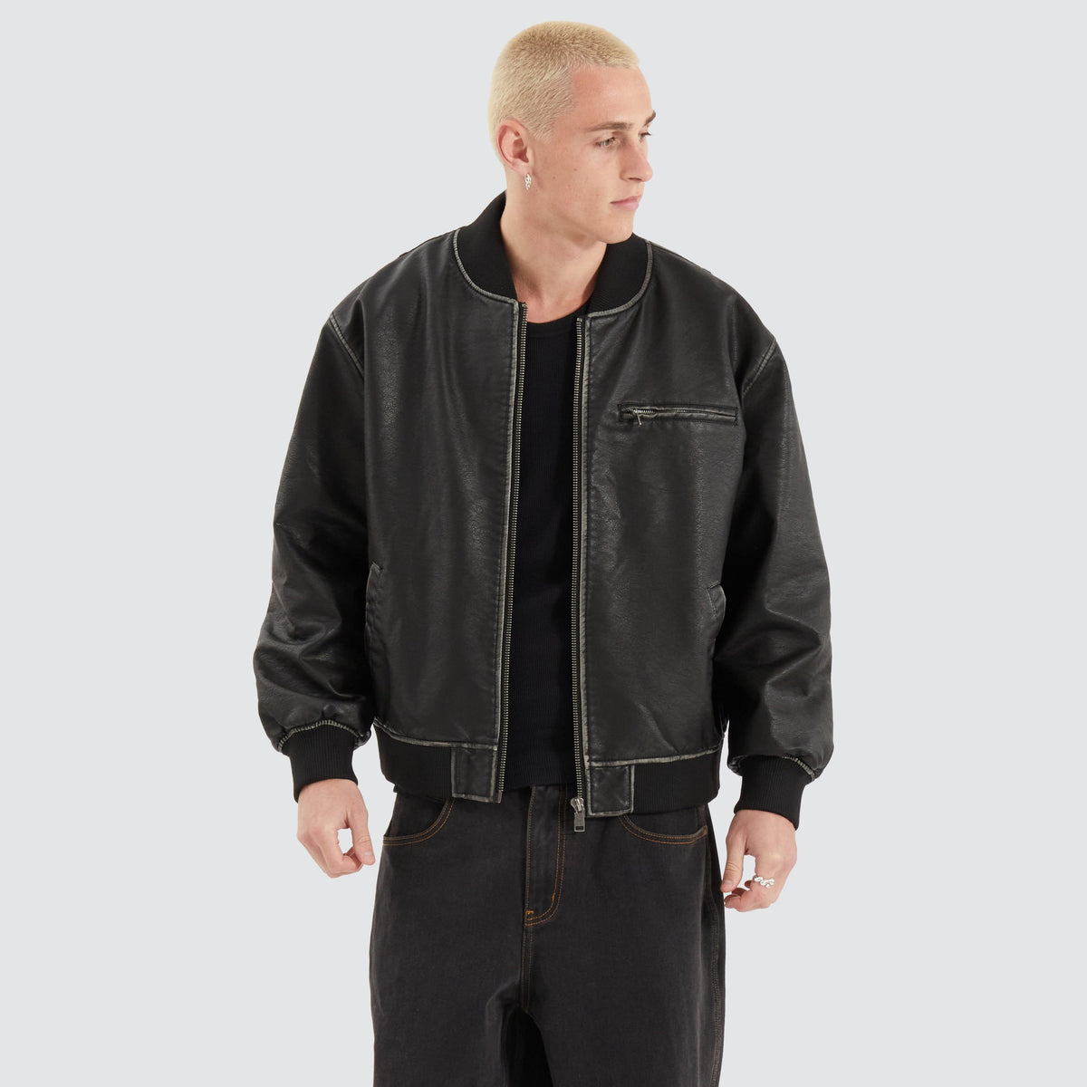 KSCY Solstice Bomber Jacket in Washed Black - Neverland | Neverland Store