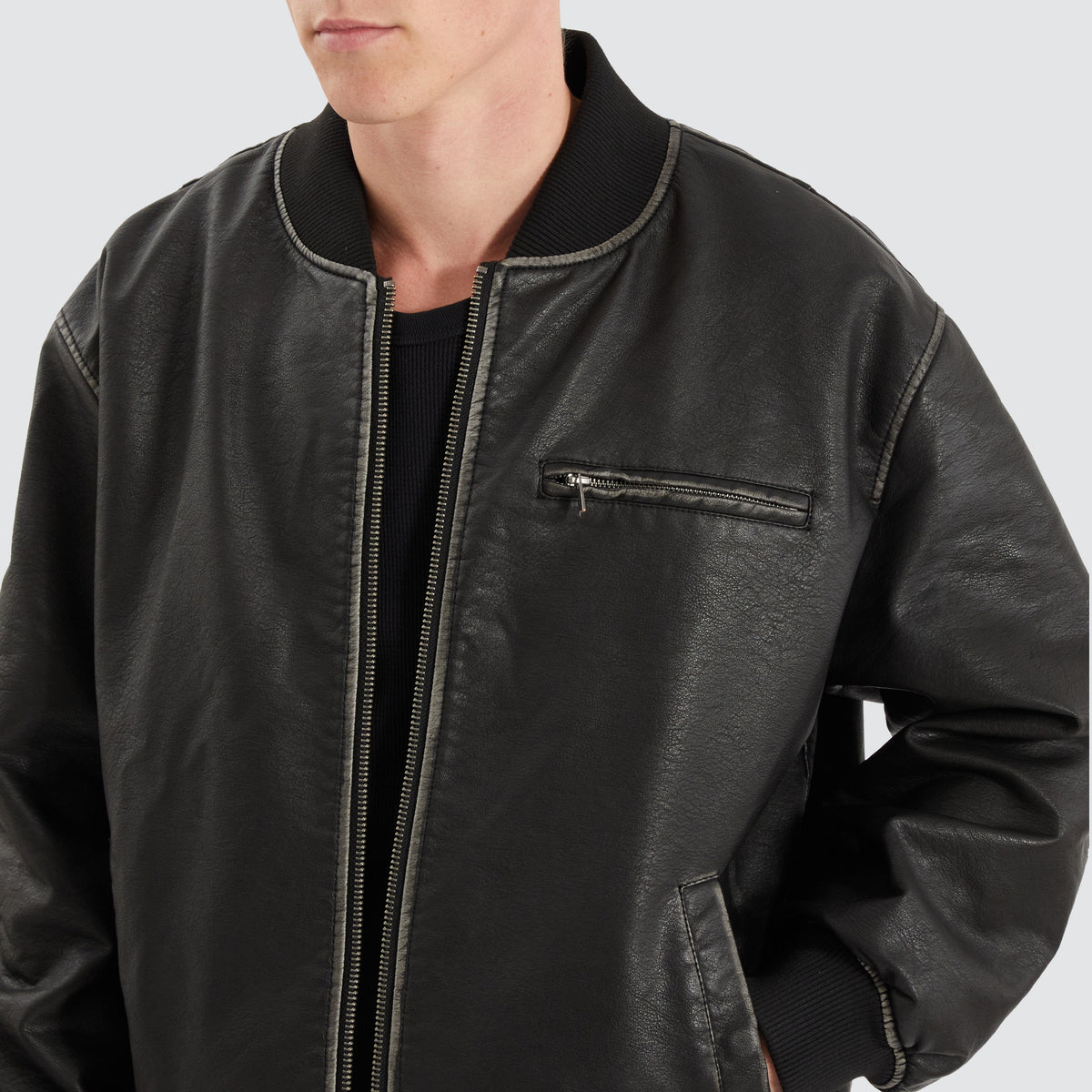 KSCY Solstice Bomber Jacket in Washed Black - Neverland | Neverland Store