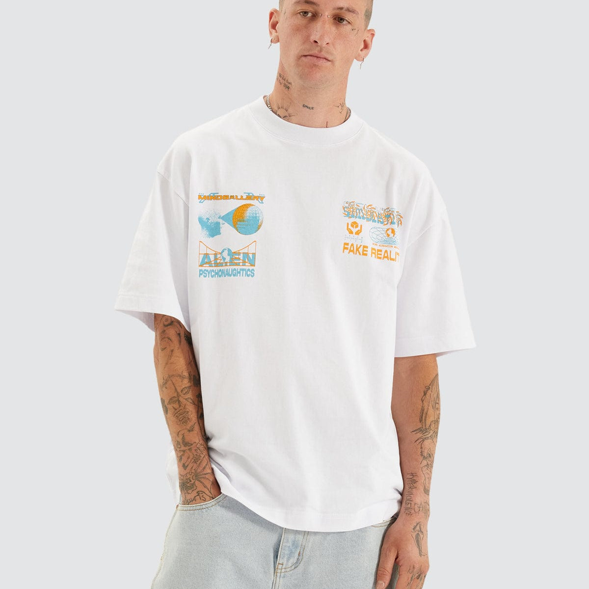 Mind Gallery Eclipse Extra Heavy Street Fit White T-Shirt - Neverland Store