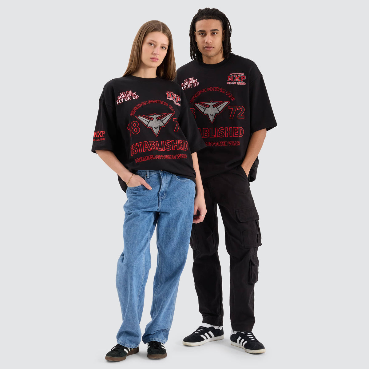 NXP x AFL Essendon Bombers Mega Loop Back Tee in Jet Black | Neverland ...