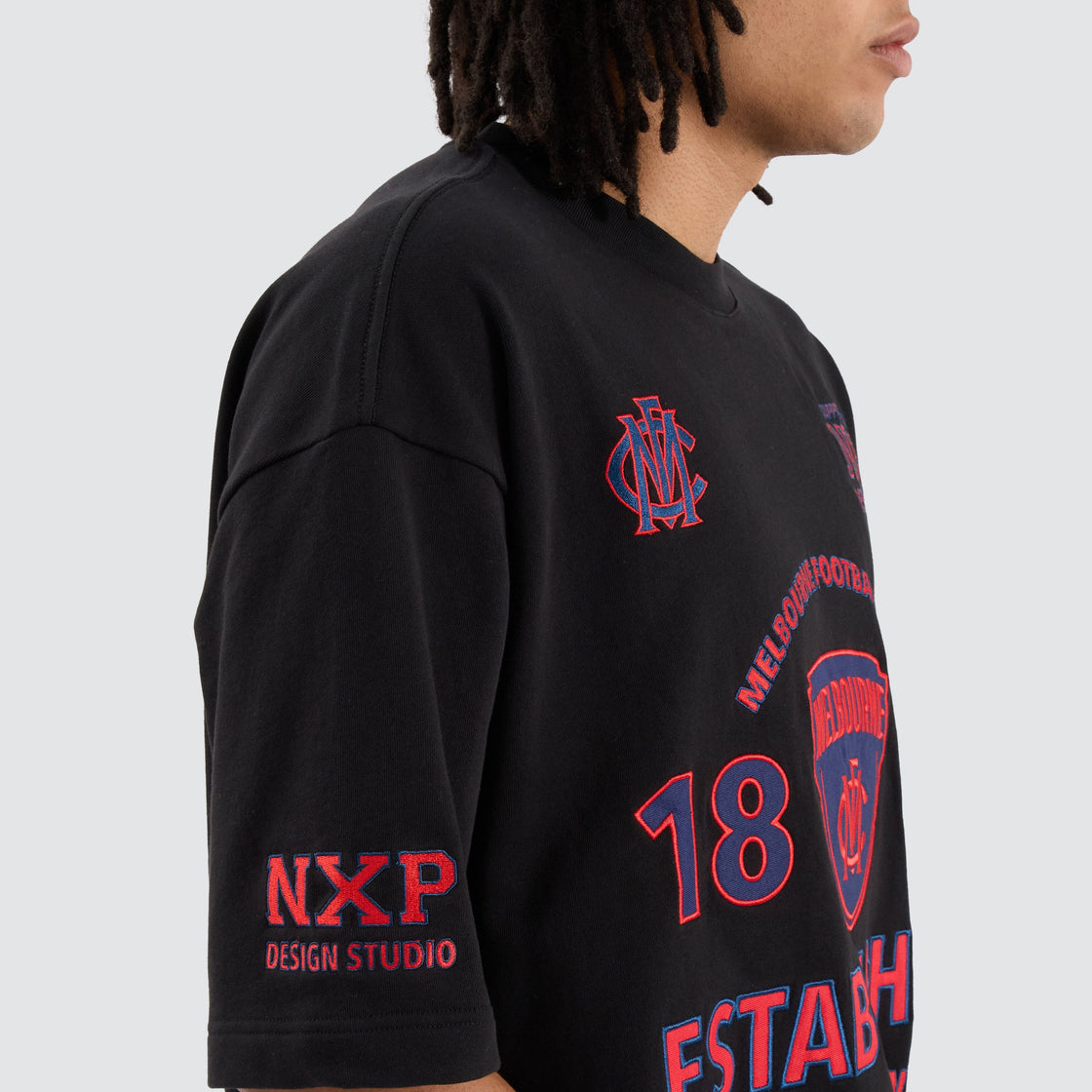 NXP x AFL Melbourne Demons Mega Loop Back Tee in Jet Black | Neverland ...