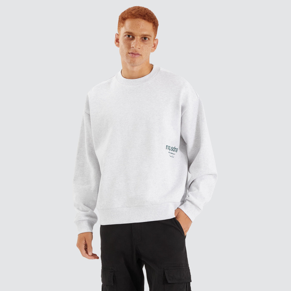 NXP Cardinal Box Fit Sweater in White Marle | Neverland Store