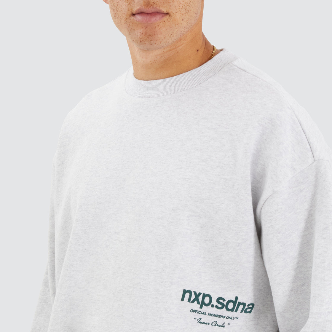 NXP Cardinal Box Fit Sweater in White Marle | Neverland Store