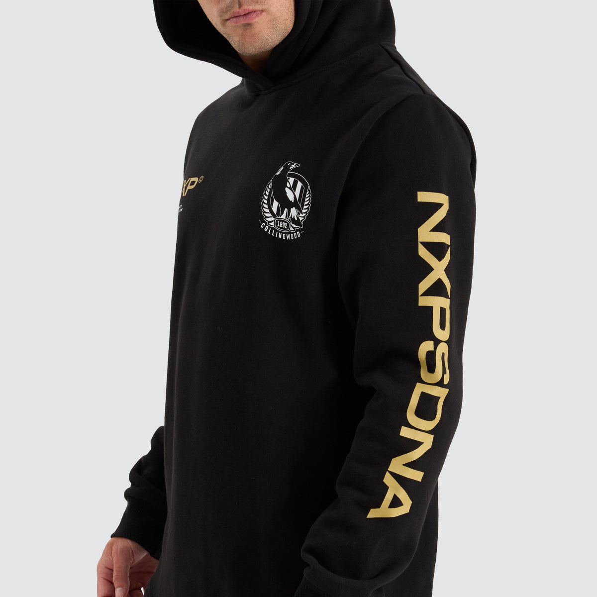 NXP Collingwood Magpies AFL Dual Curved Hoodie in Jet Black - Neverland ...