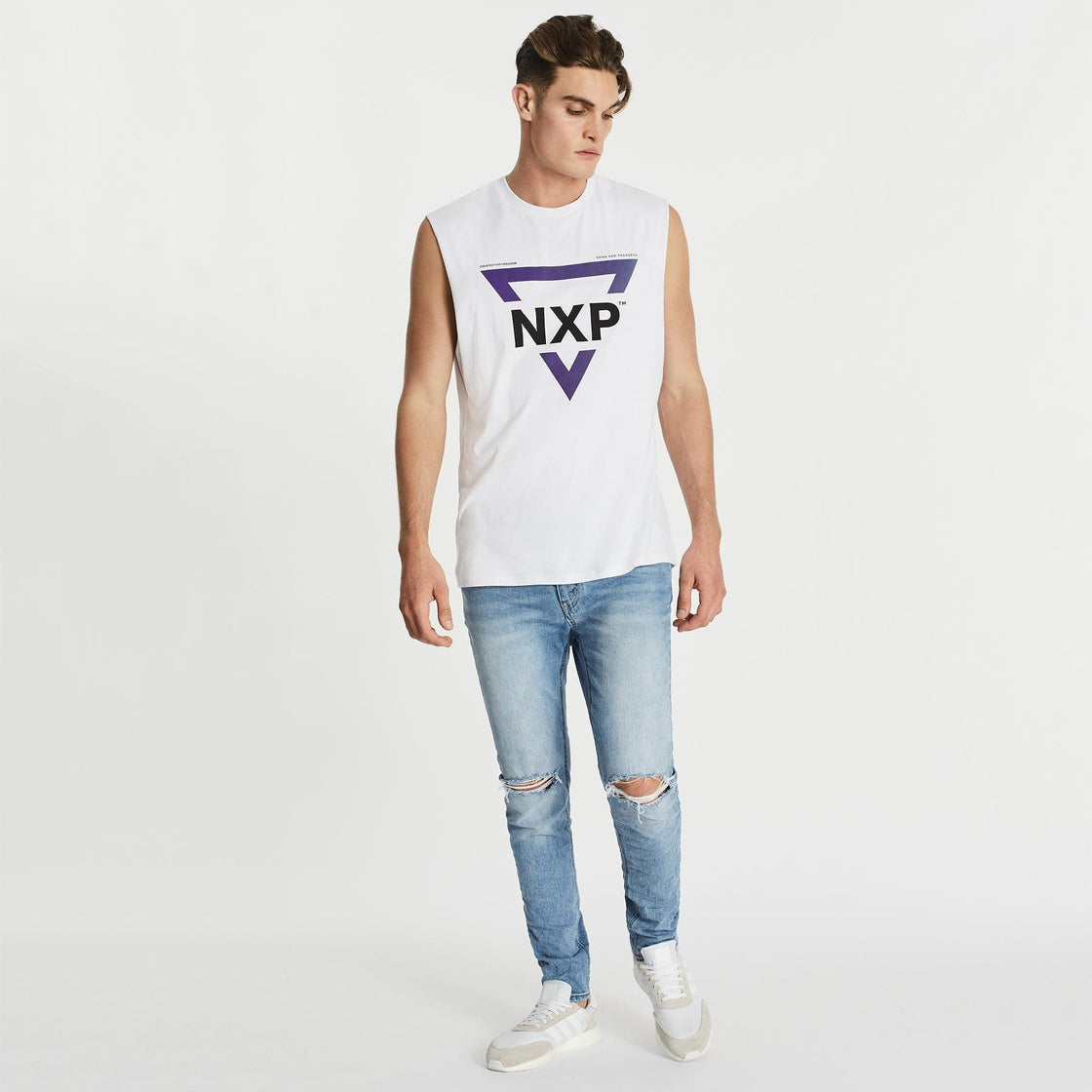 NXP Imitation Muscle Tank in White | Neverland | Neverland Store