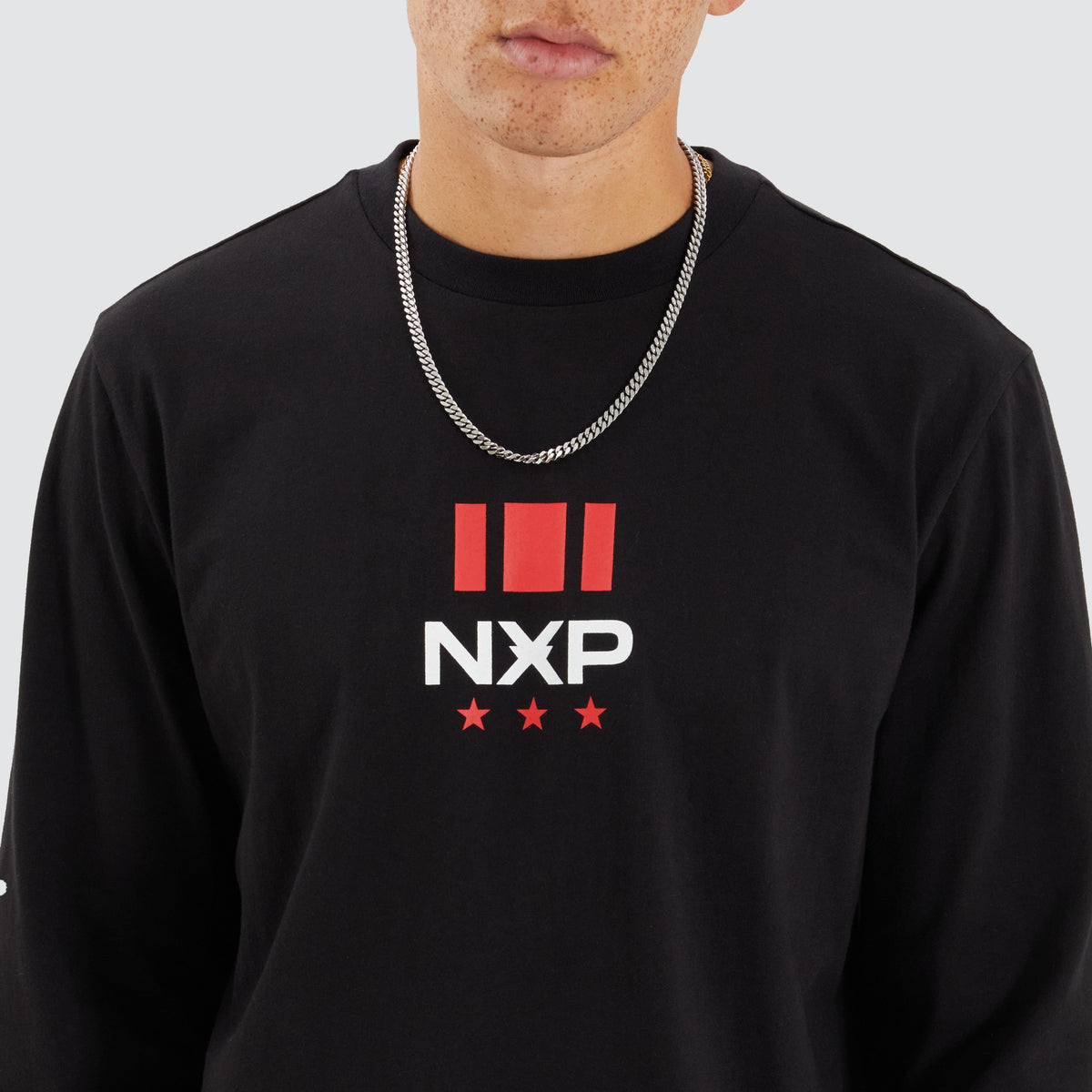 NXP Line Dual Curved Long Sleeve Tee in Black | Neverland Store