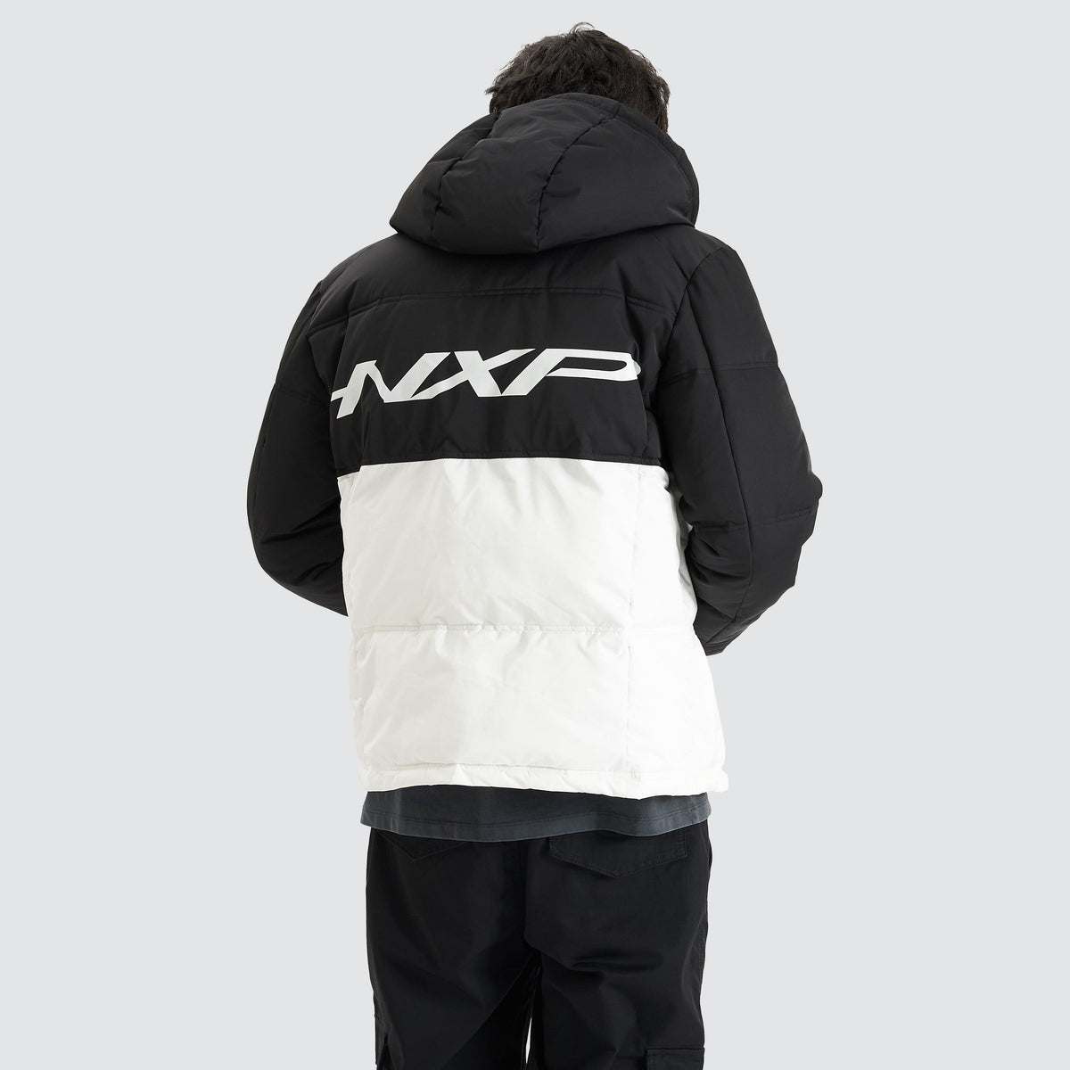 NXP Pavilion Hooded Puffer Jacket in Black/White | Neverland ...