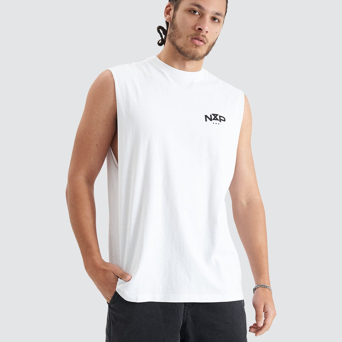 Rogue Relaxed Fit Muscle in Optical White - Nena Pasadena | Neverland Store