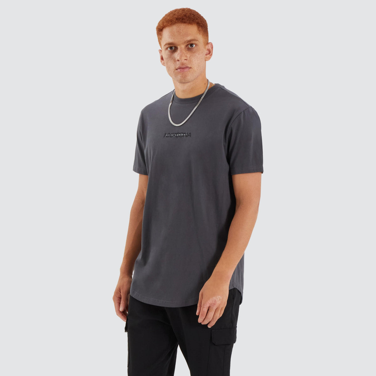 NXP Sine Dual Curved Hem Tee in Grey & Black | Neverland Store