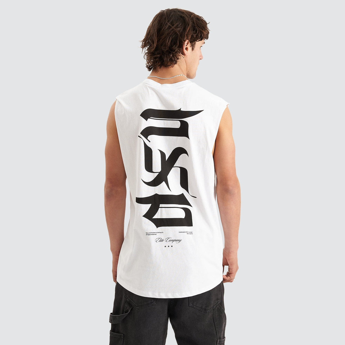 NXP Starlet Scoop Back Muscle Tee in White | Neverland | Neverland Store