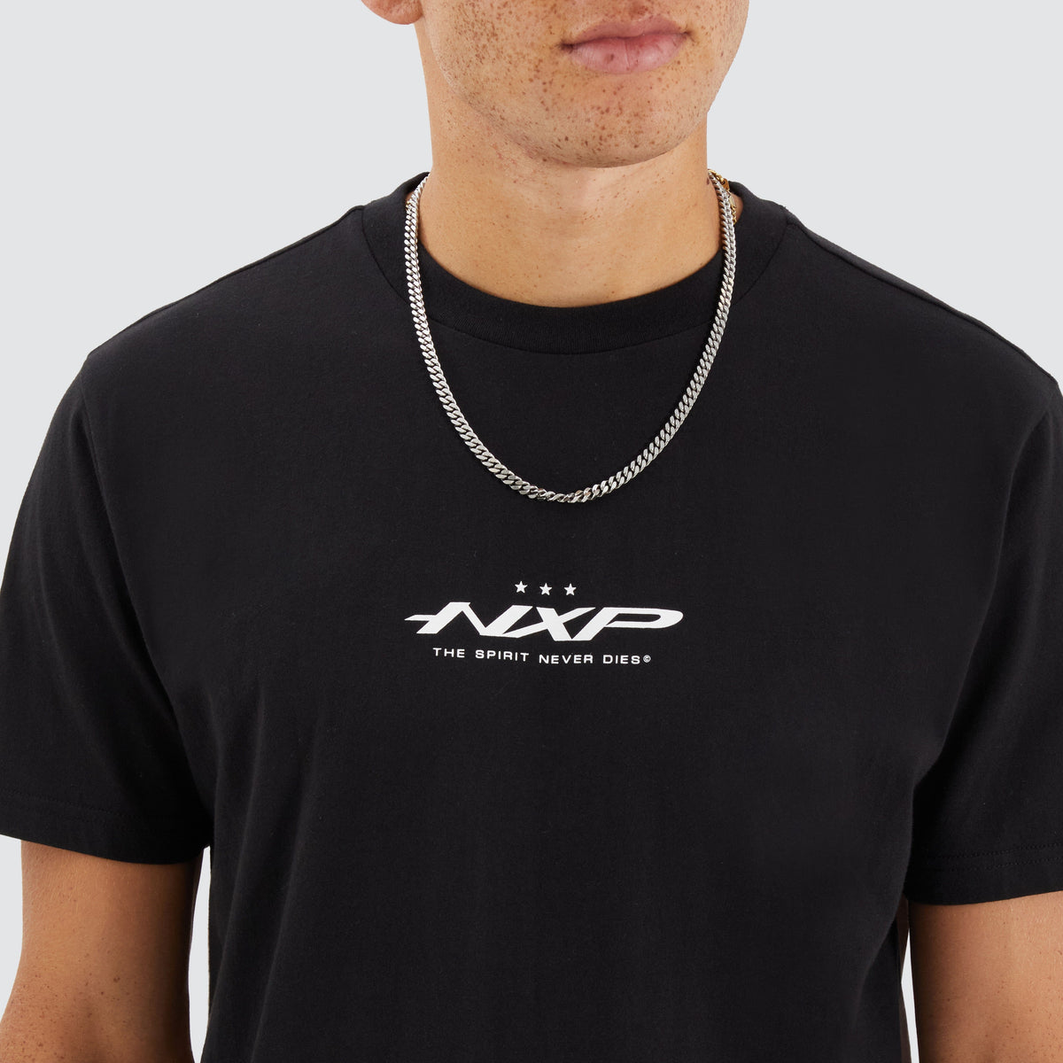 NXP Tranquil Dual Curved Tee in Jet Black | Neverland Store