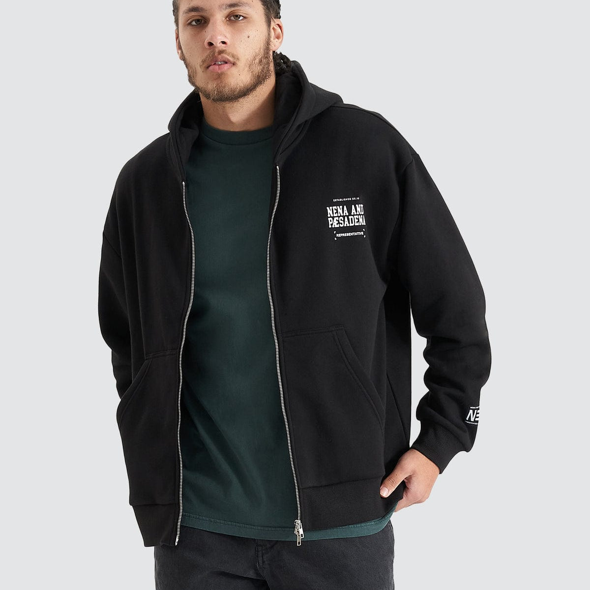 NXP Overtaking Relaxed Zip Hoodie in Black - Neverland Store