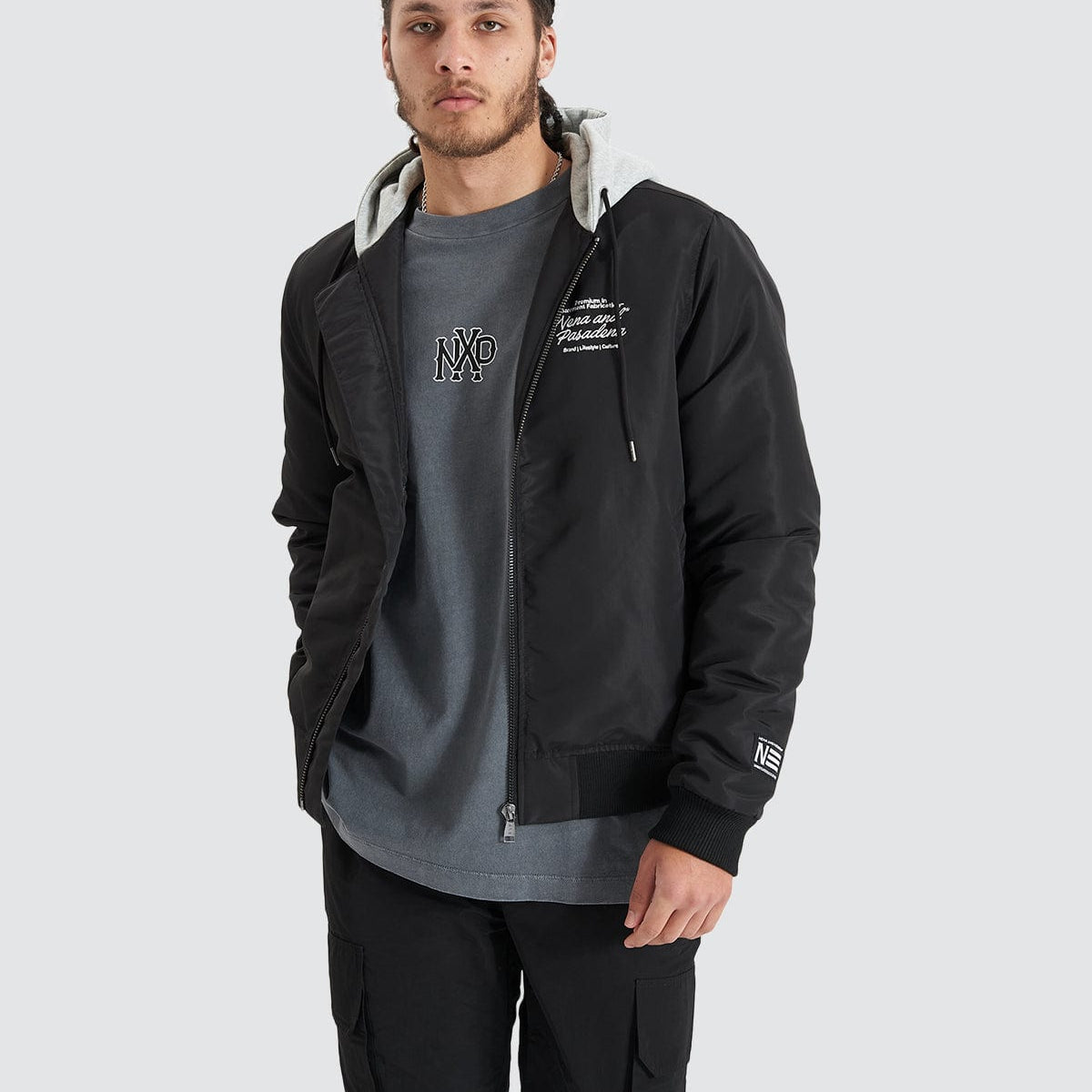 NXP Wingsuit Hooded Bomber Jacket in Black - Neverland Store