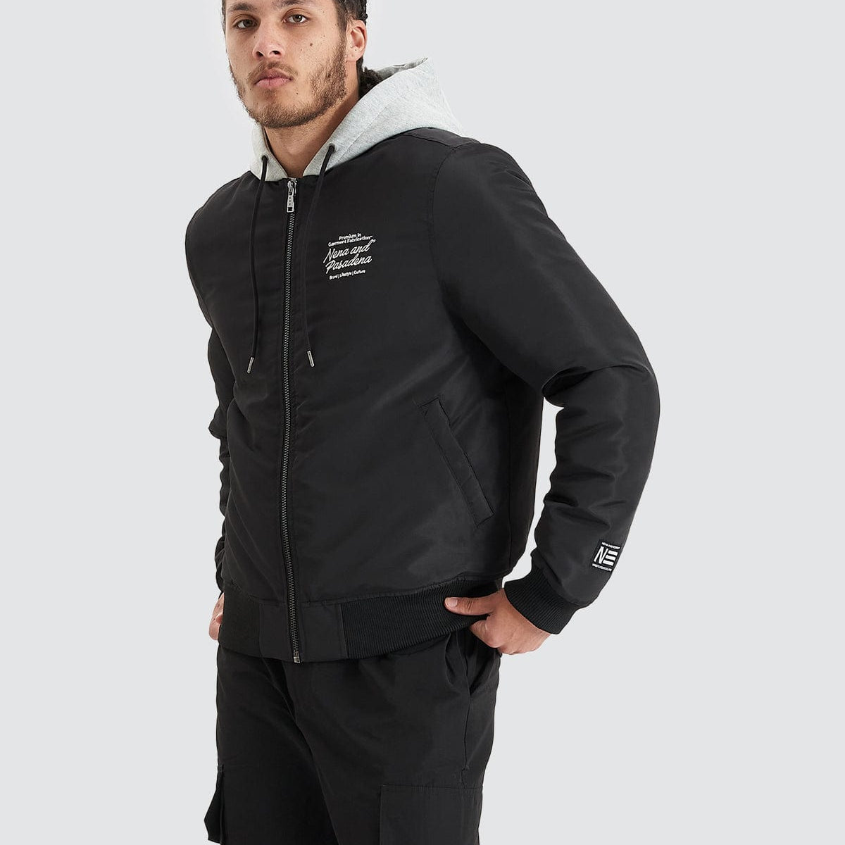 NXP Wingsuit Hooded Bomber Jacket in Black - Neverland Store