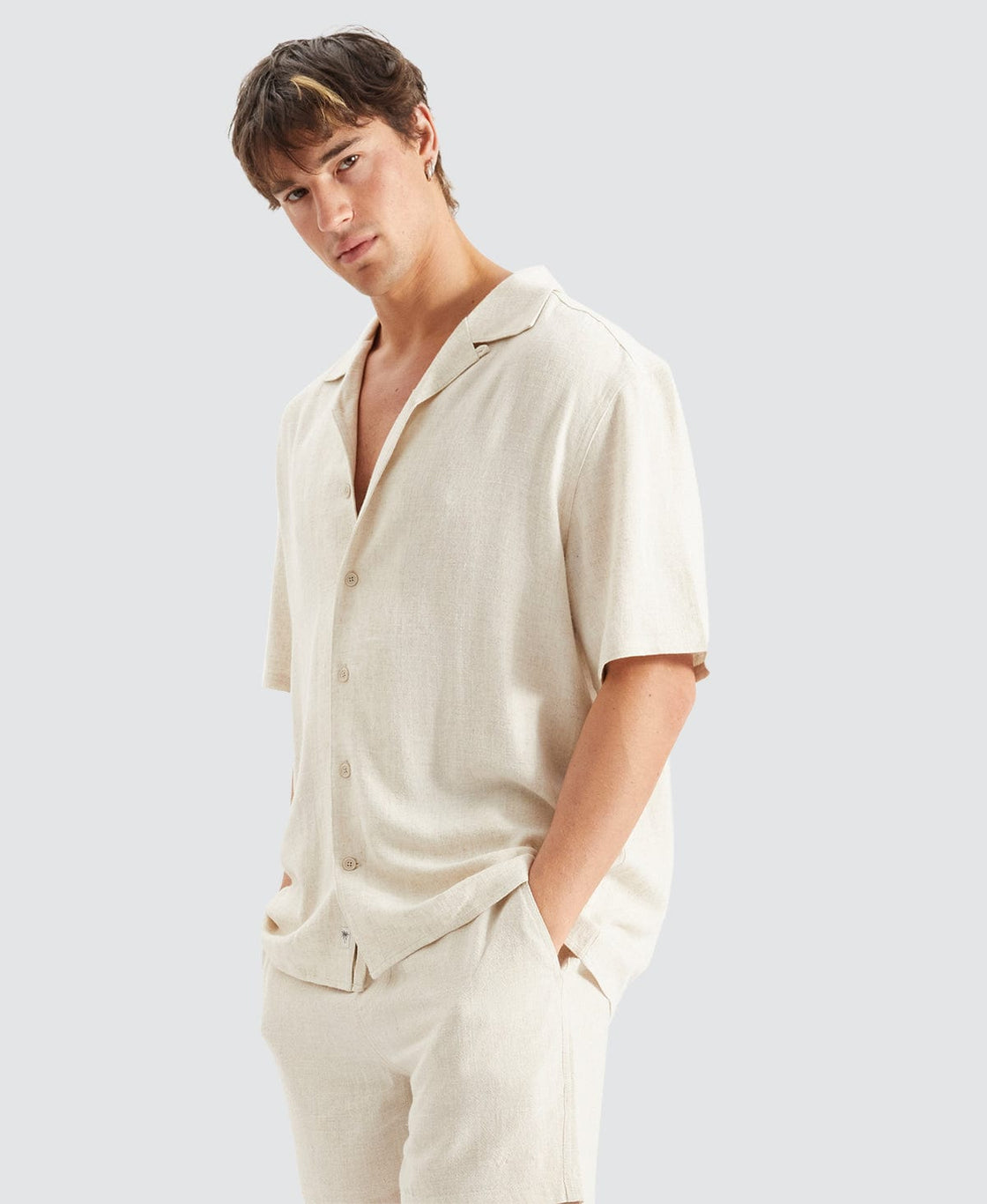 NOMADIC Stoked Cropped Resort Shirt in Oatmeal | Neverland Store