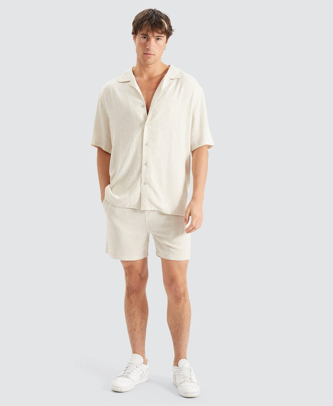 NOMADIC Stoked Cropped Resort Shirt in Oatmeal | Neverland Store