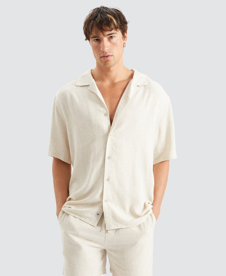 NOMADIC Stoked Cropped Resort Shirt in Oatmeal | Neverland Store