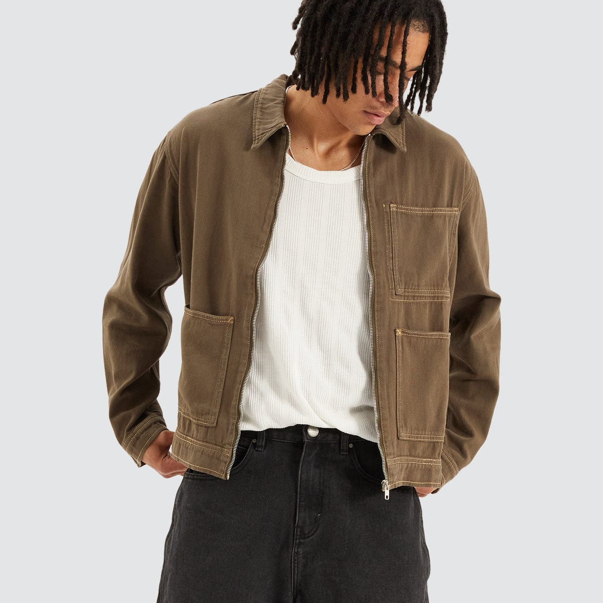 Stussy Twill Work Jacket Olive Green | Neverland | Neverland Store