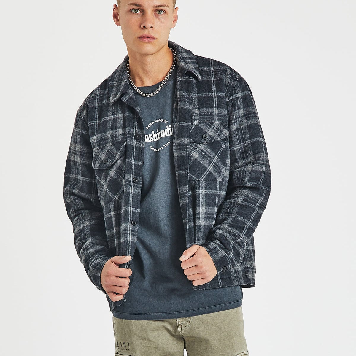 Dreary Worker Jacket Black Check Multi Colour | Neverland Store