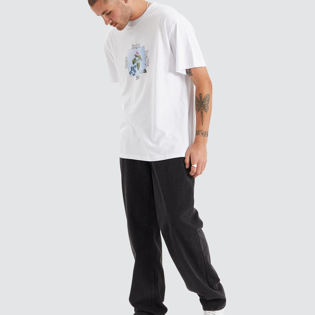 Come Enjoy Reality Merch Fit T-Shirt White | Neverland Store