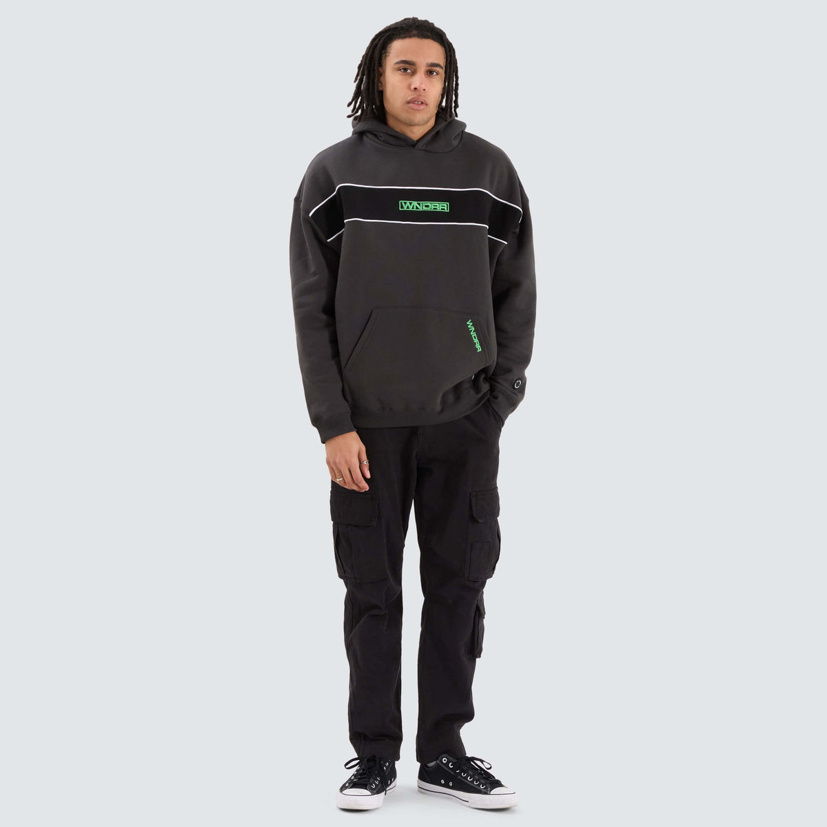 WNDRR Patron Panel Hood Sweat in Black | Neverland | Neverland Store