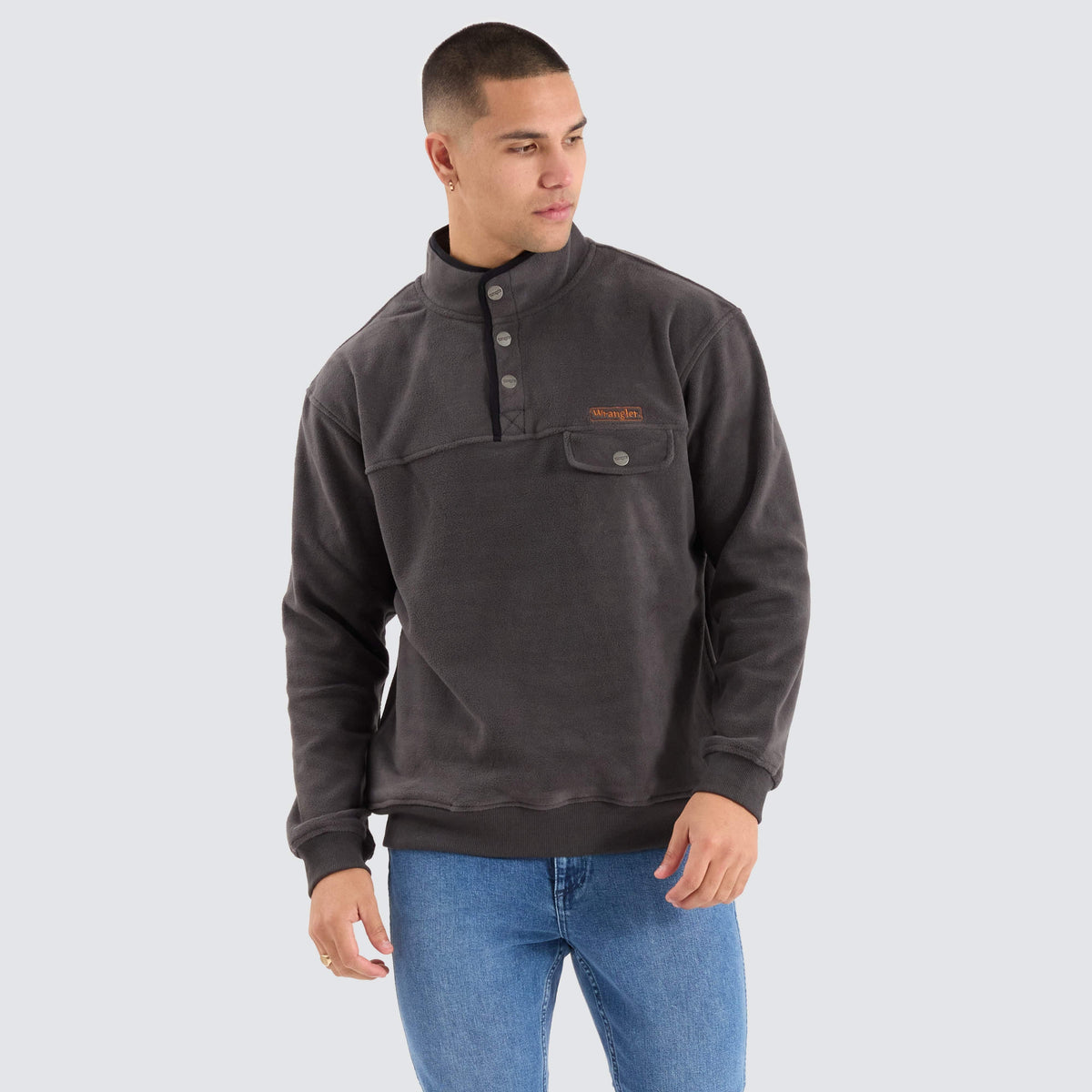Wrangler Polar Button Up Sweat in Grey | Neverland | Neverland Store