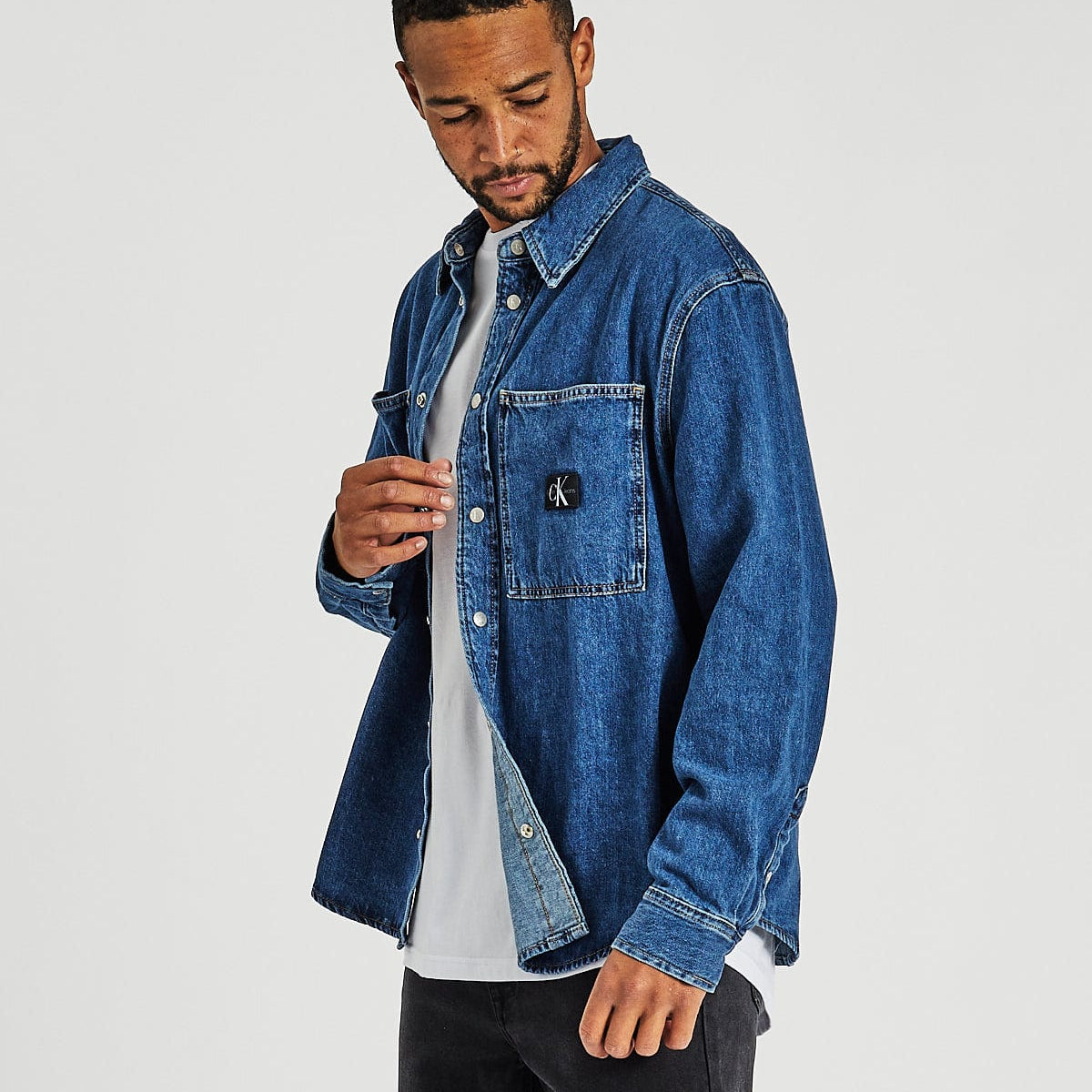 Relaxed Linear Denim Shirt Dark Blue | Neverland Store